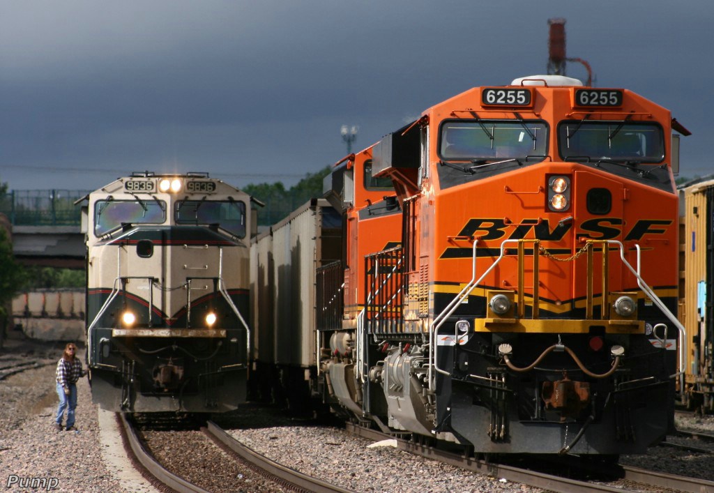 Northbound BNSF Empty Coal Train Meeting a Southbound BNSF Loaded Coal Train